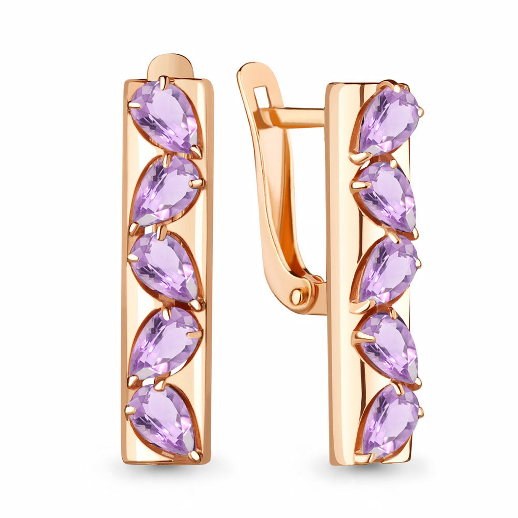 Серьги из золочёного серебра AQUAMARINE А4746404-п с аметистом: Серебро ...