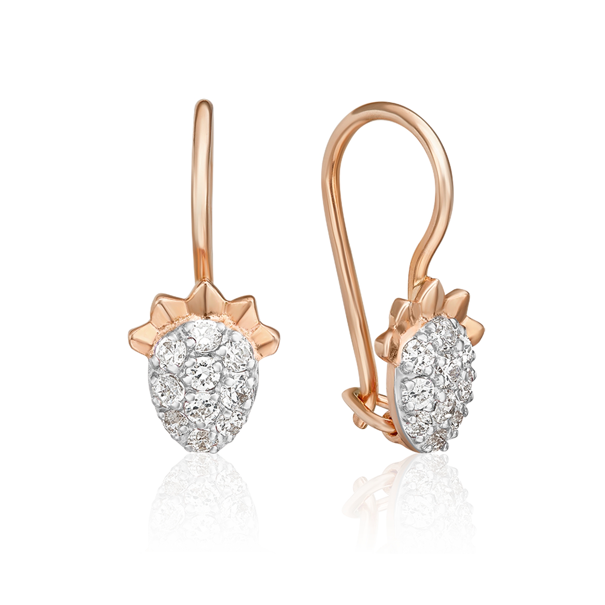 Золотые серьги Platina 02-2983-00-401-1110-03 с фианитом: Золото 585 ...